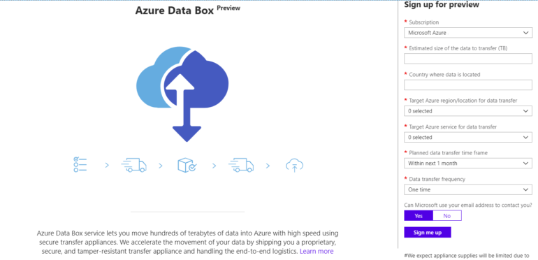 Microsoft Azure Data Box Setup Transfer Size and Pricing Information ...