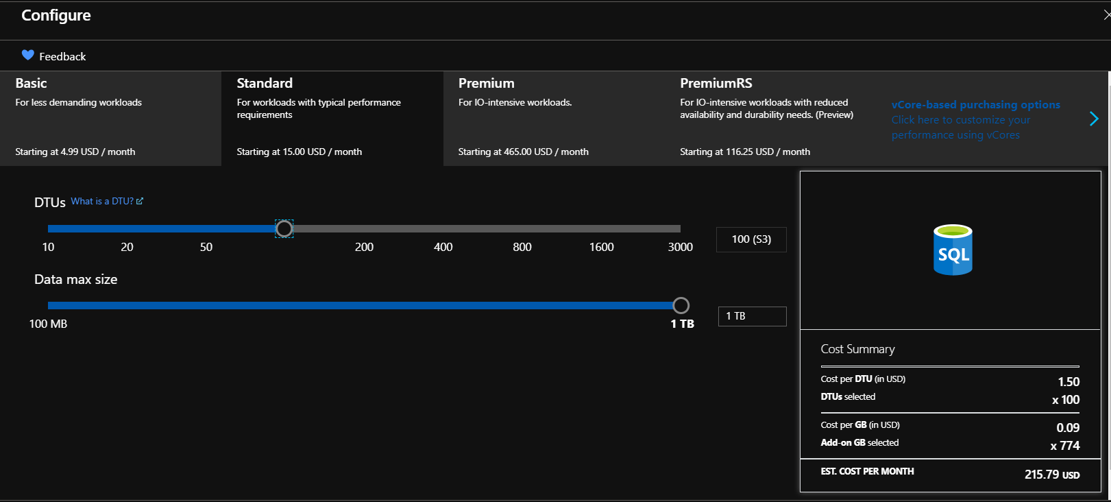 Azure Sql Database Vcores Vs Dtu Feature Comparison And Cost Calc