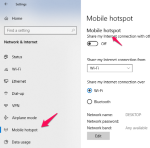 Fix Windows 10 Mobile Hotspot Not Connecting, Disabled or Turns off automatically