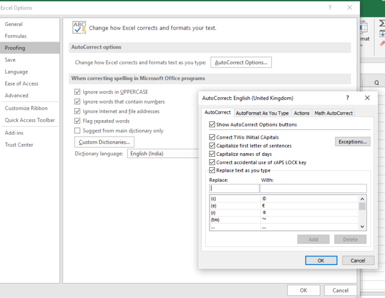 Turn on Office 365 (O365) Excel Spell Check in Worksheets - 2016 & 2019
