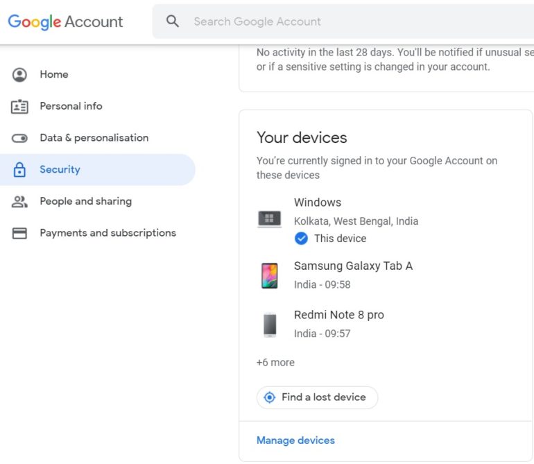 How to manage and remove android device access to google account